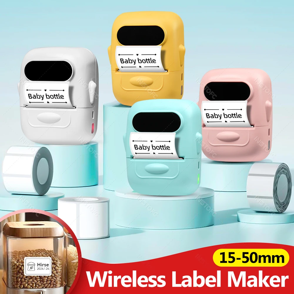Wireless Label Printer P50 Inkless Bluetooth Thermal Label Maker ...