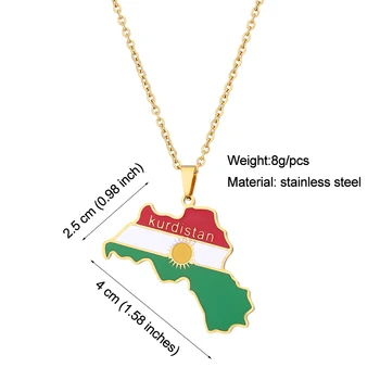 Kurdistan Map Pendant Necklace Stainless Steel For Women Gold Silver ...