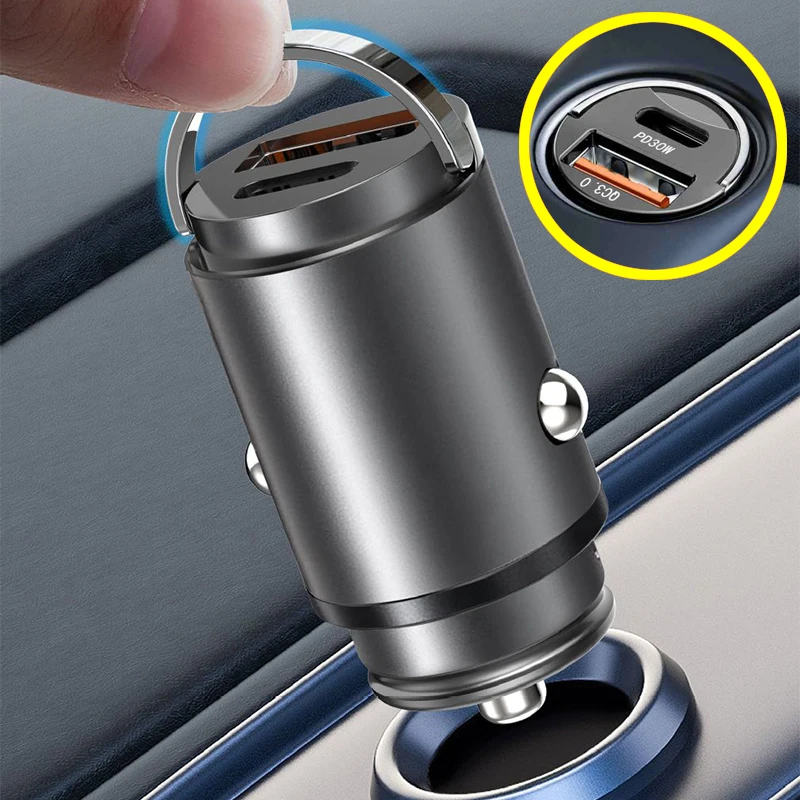 Mini-Car-Charger-100W-Super-Fast-Charging-Car-USB-Charger-PD-Type-C ...