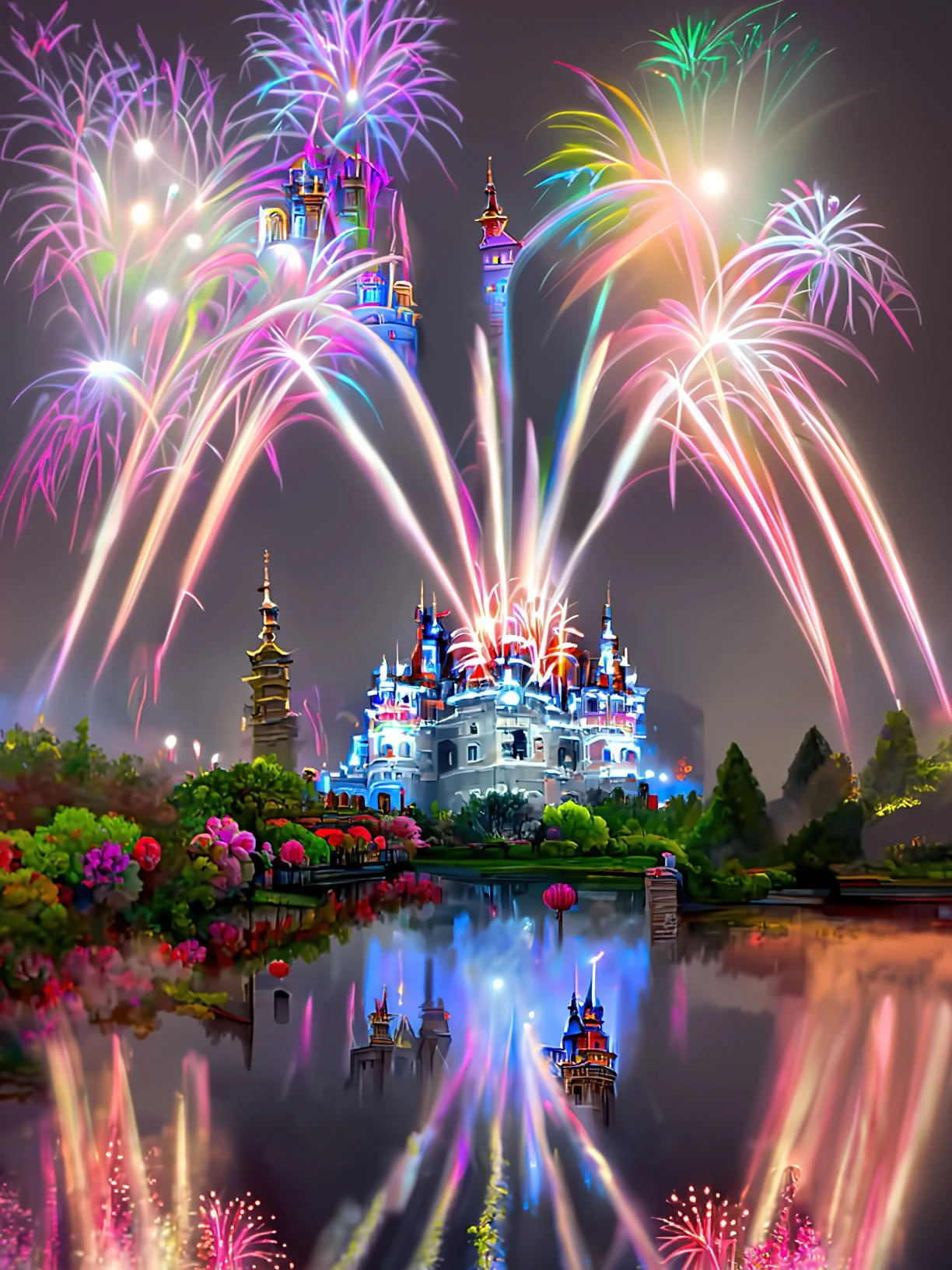 Disneyland Castle Fireworks Drawing