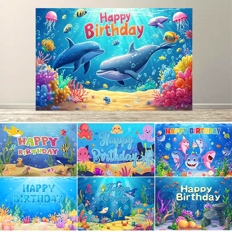 Under The Sea Birthday Decorations Banner Ocean Animal Party ...