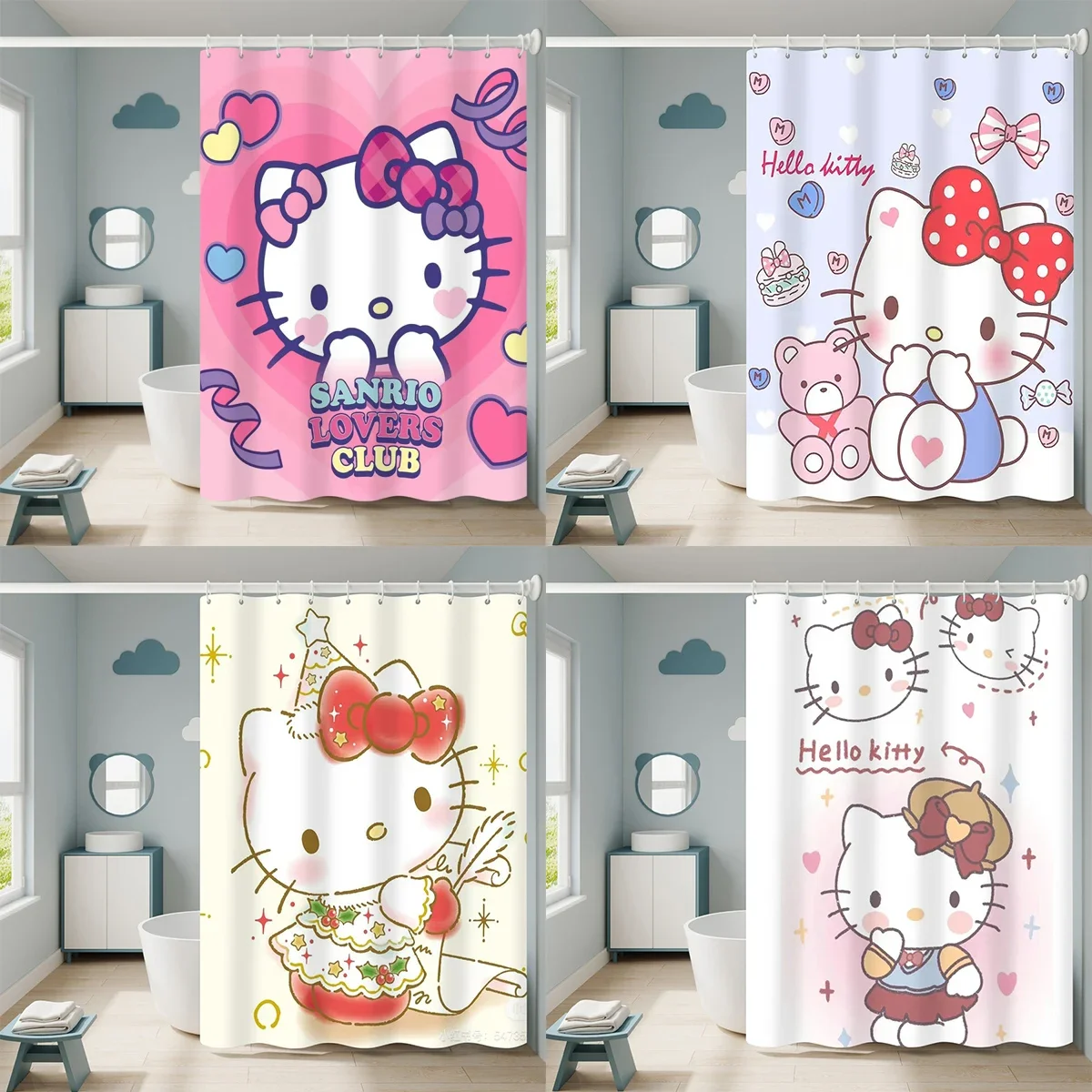 Sanrios-cortinas-de-ducha-de-Hello-Kitty-Kawaii-impermeables-con ...