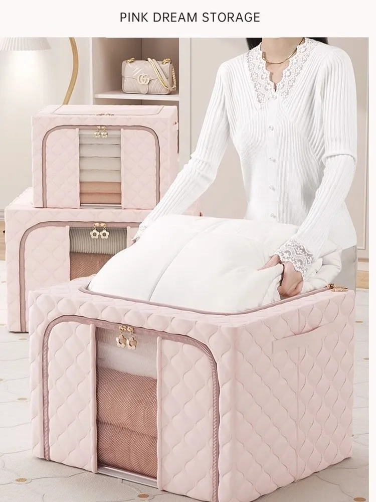 Joybos-Storage-Box-Pink-Thicken-Satin-Foldable-Wardrobe-Storage-Box ...