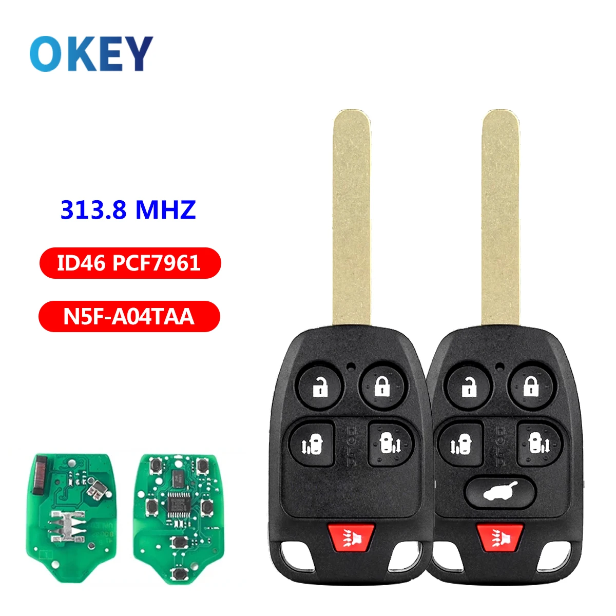 Okey Remote Car Key ID46 PCF7961 Chip For Honda Odyssey 2011 2012 2013 ...