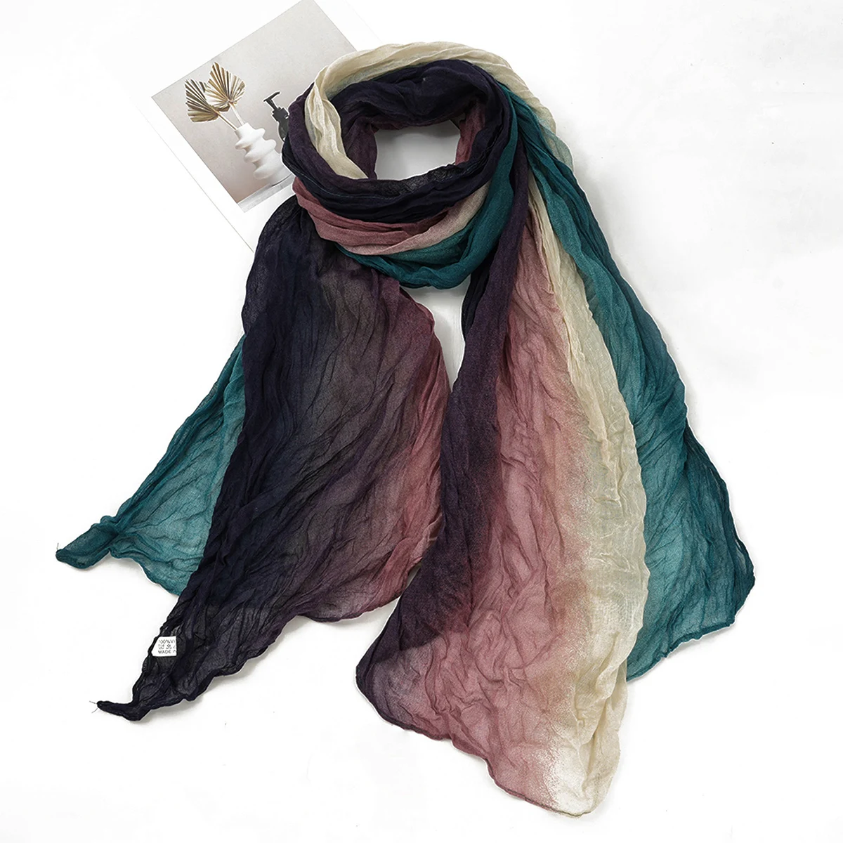 Gradual-pleated-silk-scarf-soft-temperament-long-cotton-linen-feel ...