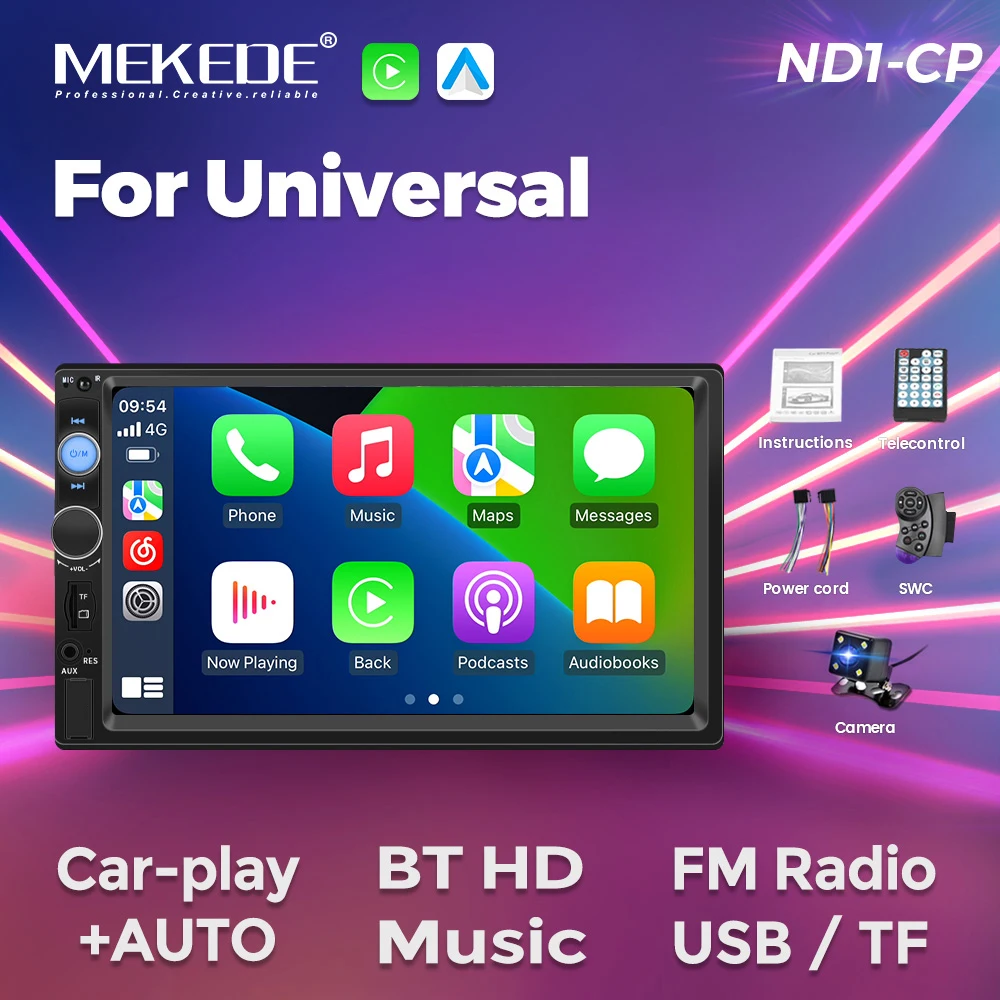 MEKEDE-2Din-Universal-7-Inch-Navigation-Multimedia-Player-Built-in-Carplay-Android-Auto-BT ...