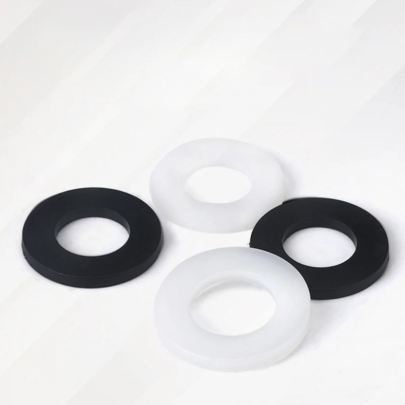 10/100pcs O Ring Black White Plastic Nylon Flat Washer Spacer ...