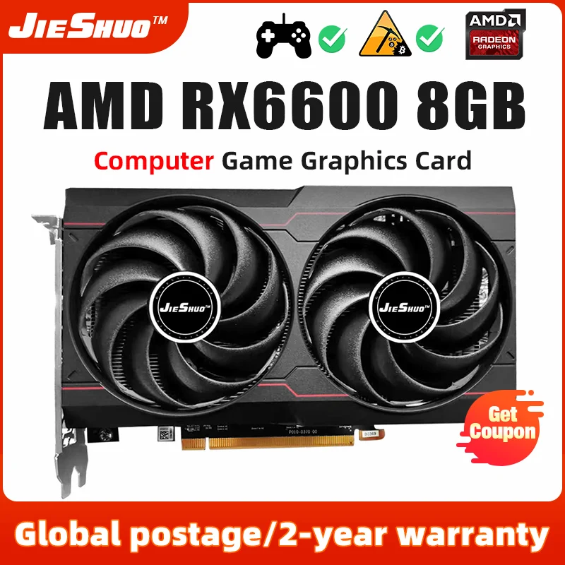 JIESHUO-AMD-RX6600-8G-placa-de-v-deo-Radeon-RX-6600-8GB-8Pin-128Bit ...