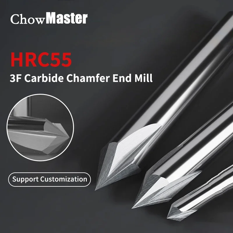 Chowmaster-3-Flute-Carbide-Chamfer-End-Mill-HRC55-Uncoated-60-90-120 ...