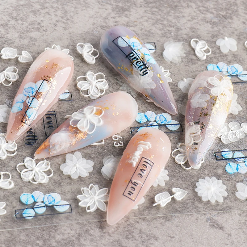 Nail Art décoration,AJ066-7C--Autocollant pour ongles en relief 5D, 1 ...