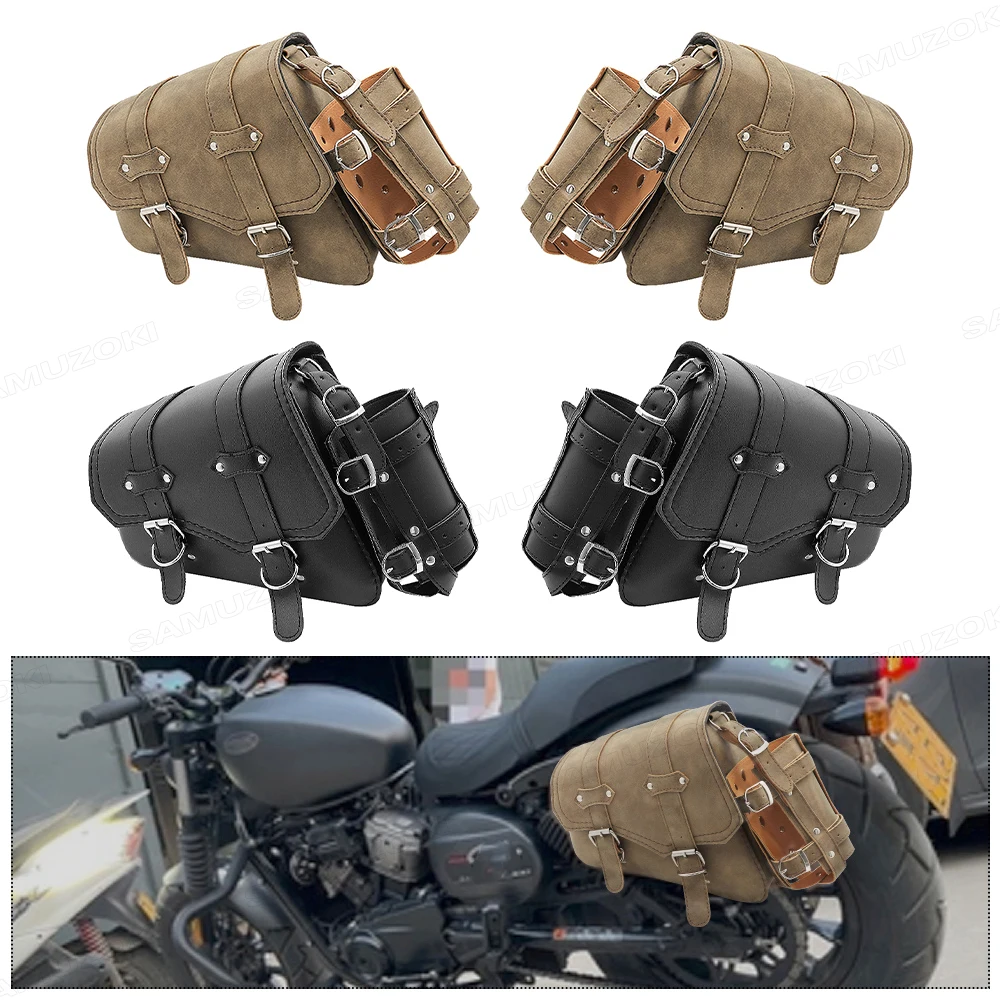 Motorcycle-PU-Leather-Side-Saddle-Bags-L-R-Fit-for-Harley-Sportster-XL ...