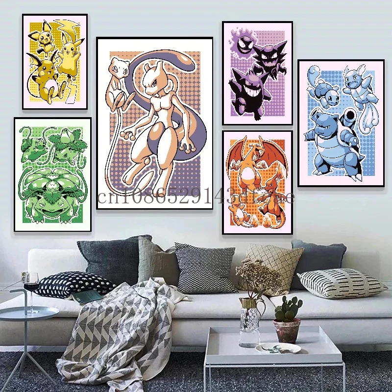 Canvas Art Walls Painting Pokemon Pikachu Cartoon Character Picture ...