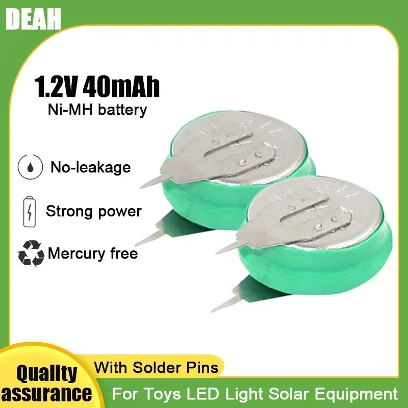 1-8PCS-1-2V-40mAh-Ni-MH-Rechargeable-Battery-With-Solder-Pins-For-LED ...