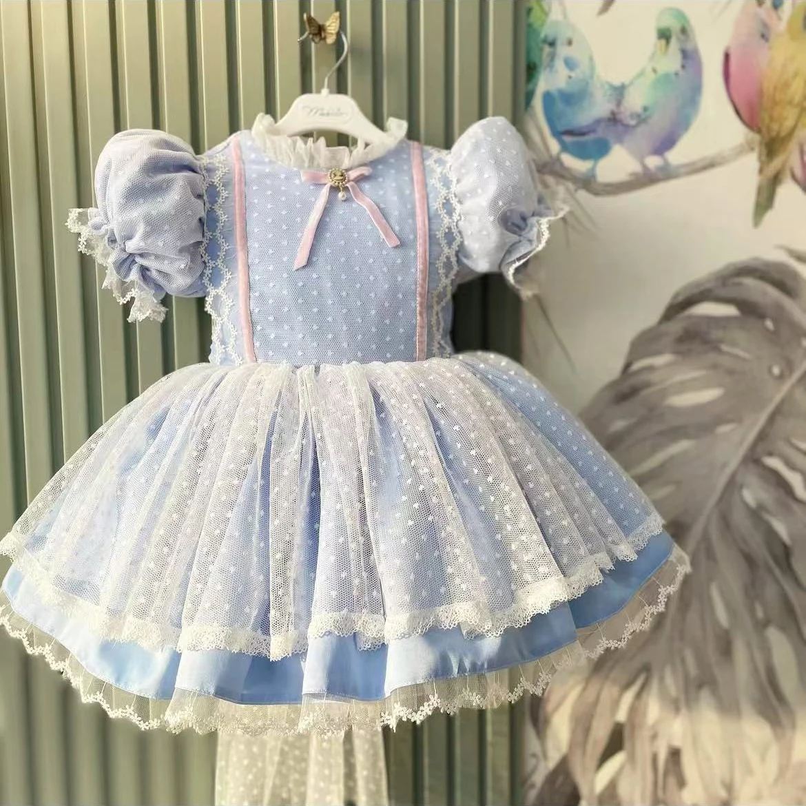 0-12Y Baby Girl Summer Blue Turkish Vintage Princess Dress for Birthday ...