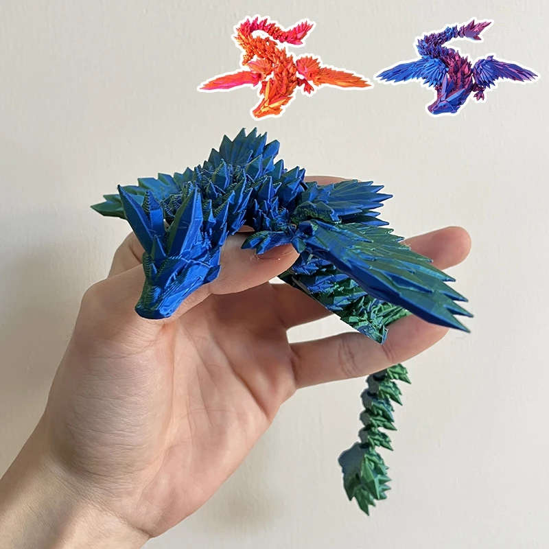 3D Printed Gem Dragon Western Style Colorful Full Body Movable Dragon ...
