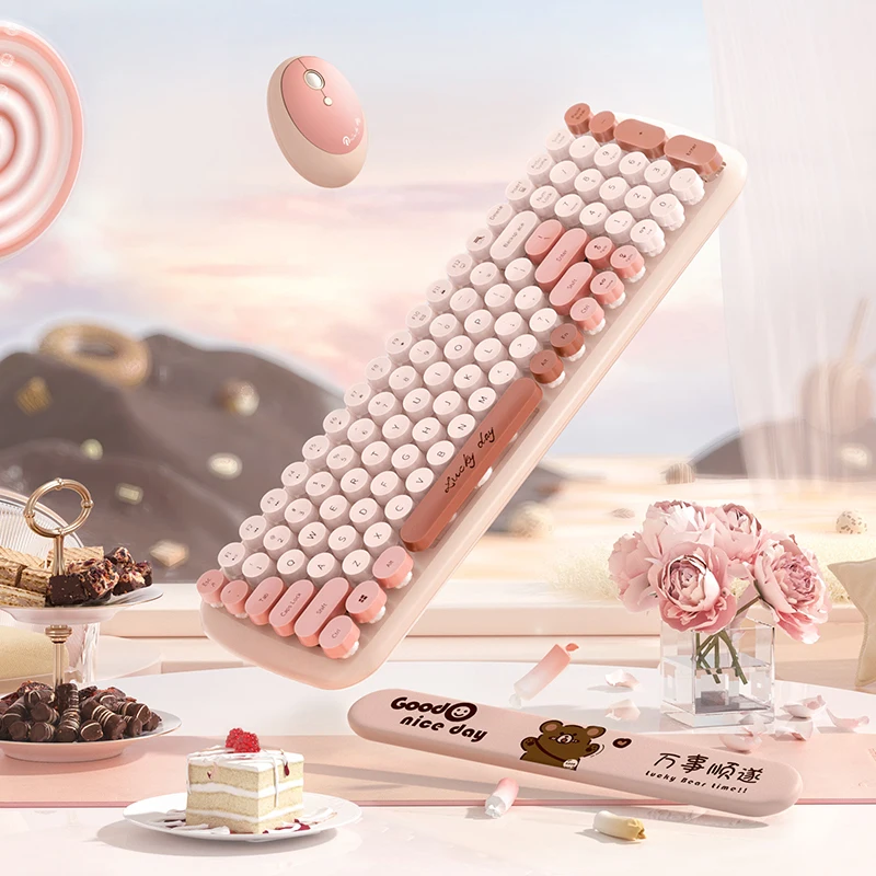 Radium-RF646-Milk-Tea-Color-Wireless-Keyboard-Mouse-Combos-Set-Laptop ...