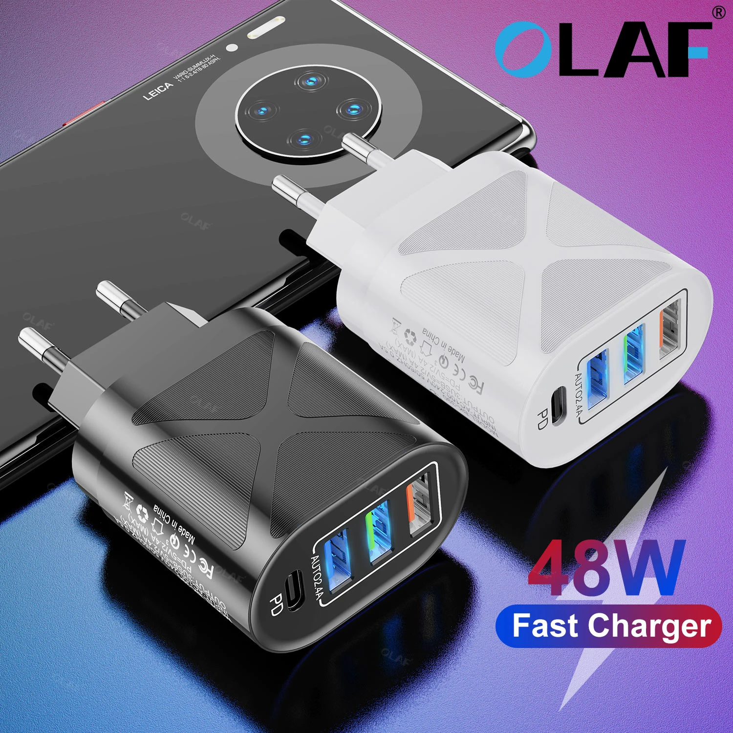 OLAF PD USB Charger 48W Smart Fast Charging Cell Phone Quick Charge 3.0 ...