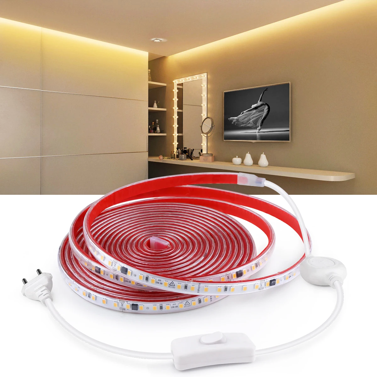 High Lumen Led Strip Lamp Dimmable Led Light 220v Waterproof Diode Tape ...