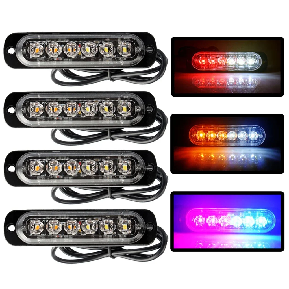 4Pcs-12V-24V-LED-Car-Strobe-Warning-Light-Police-Flashing-Light-For ...