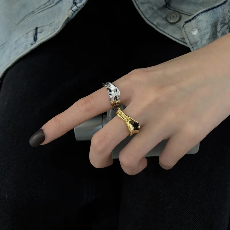 2024-S925-sterling-silver-Rings-Light-luxury-wind-volcanic-lava-texture-personality-creative ...