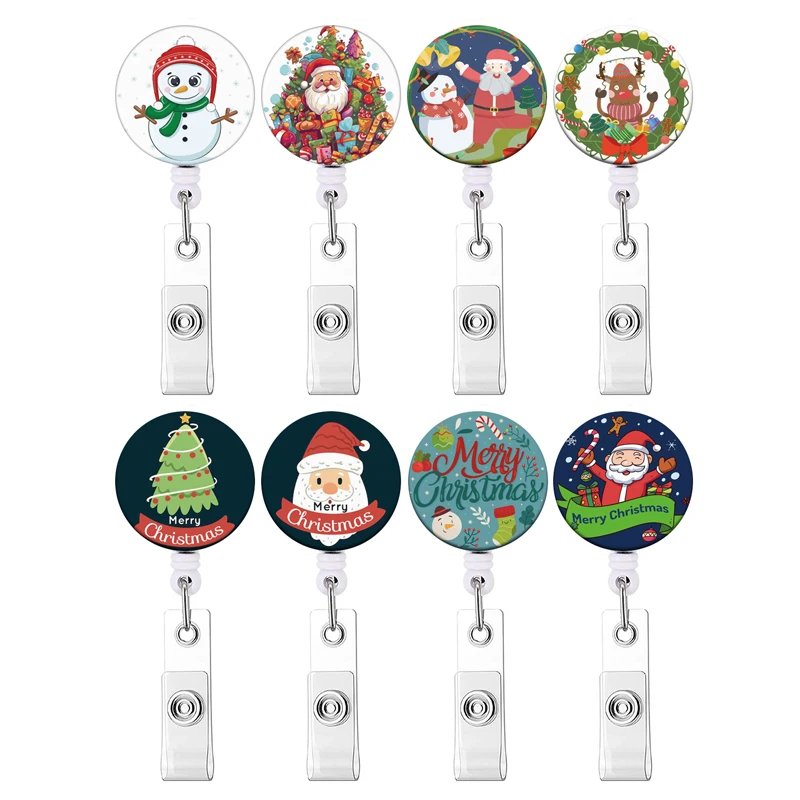 Christmas-Style-Retractable-Badge-Holder-Reel-Clip-Santa-Claus ...