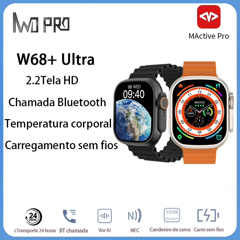 Montre Connectée Iwo W68 Ultra + Pour Hommes, Écran 2.2 Pouces, Série 8, Appels Bluetooth ...