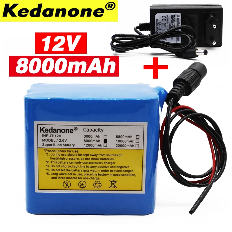 100-New-Original-12V-8AH-18650-Lithium-Battery-12-6V-8Ah-Li-ion-Battery ...