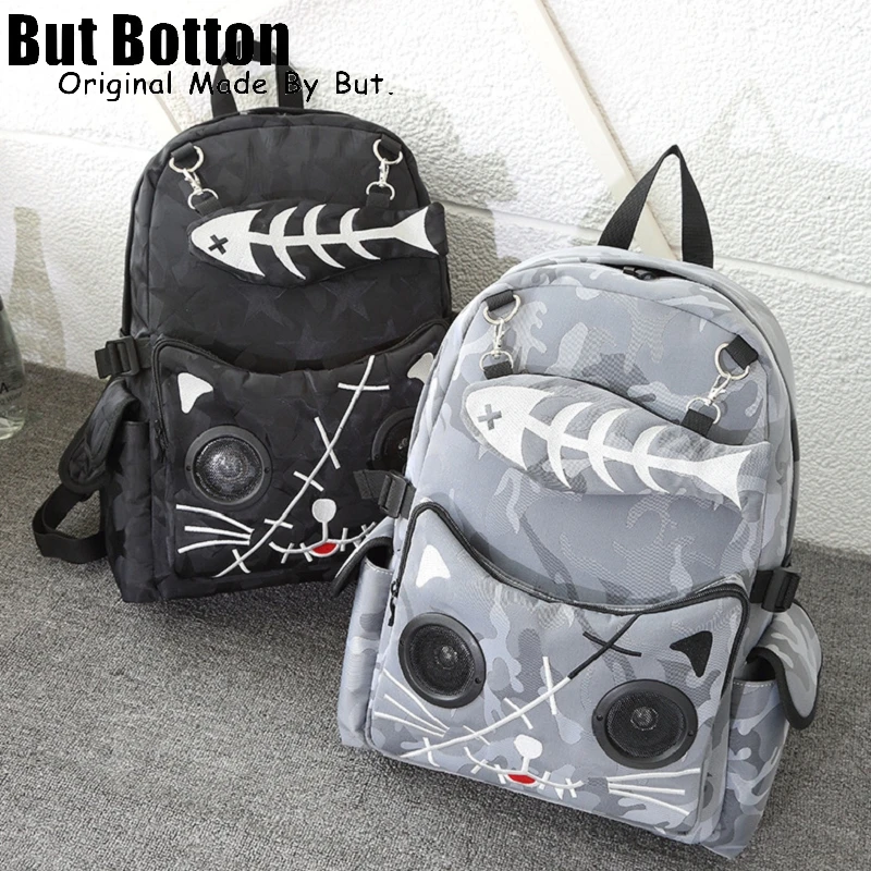 Bluetooth audio Backpack Fashion Women Men Leisure Nylon Large capacity ...