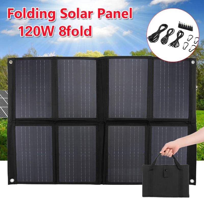 120W-100W-4-8-Foldable-Solar-Panel-USB-Portable-Solar-Cell-Folding ...