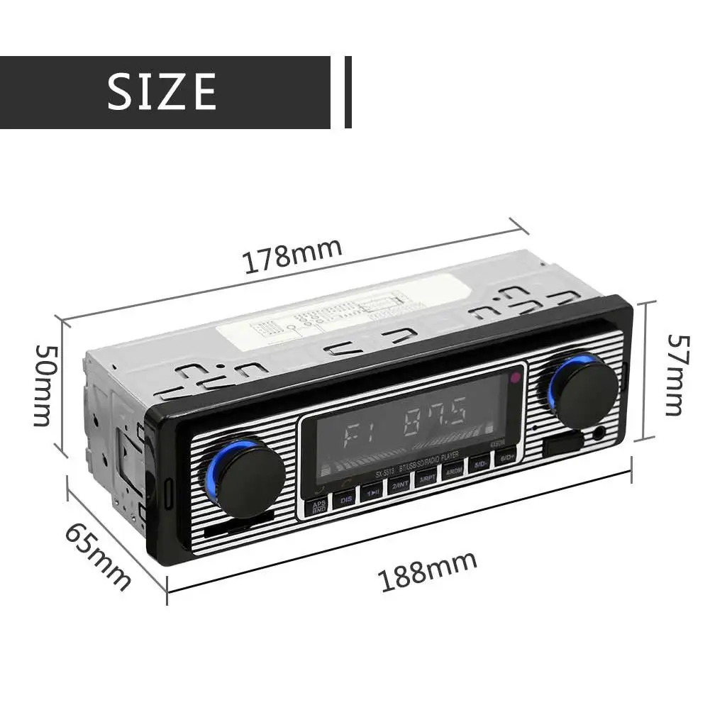 Bluetooth Car Radio Vintage Dual Knob MP3 Player FM Tuner Stereo USB ...
