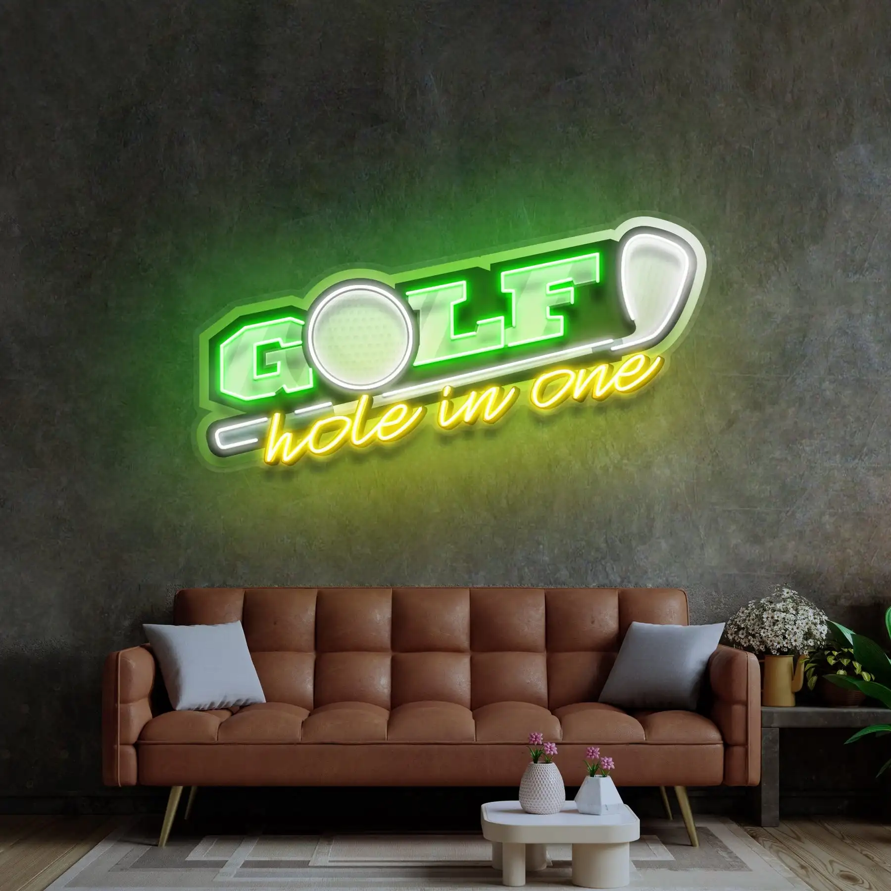 Golf Neon Sign Acrylic Artwork UV Print Wall Art Decor Sport Business ...
