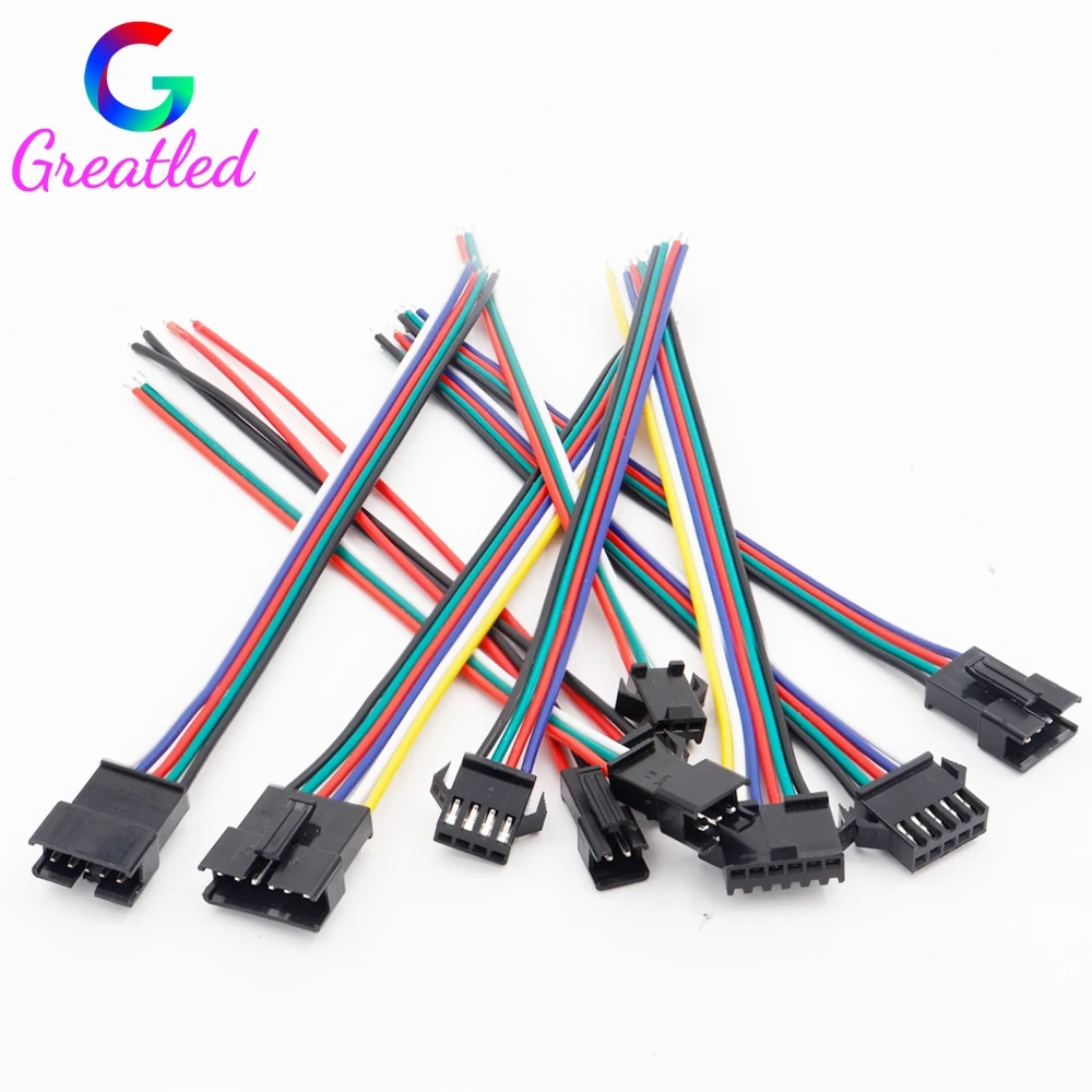 5-100Pair-2pin-3pin-4pin-5pin-6Pin-Led-JST-Connector-Male-Female-Wire ...