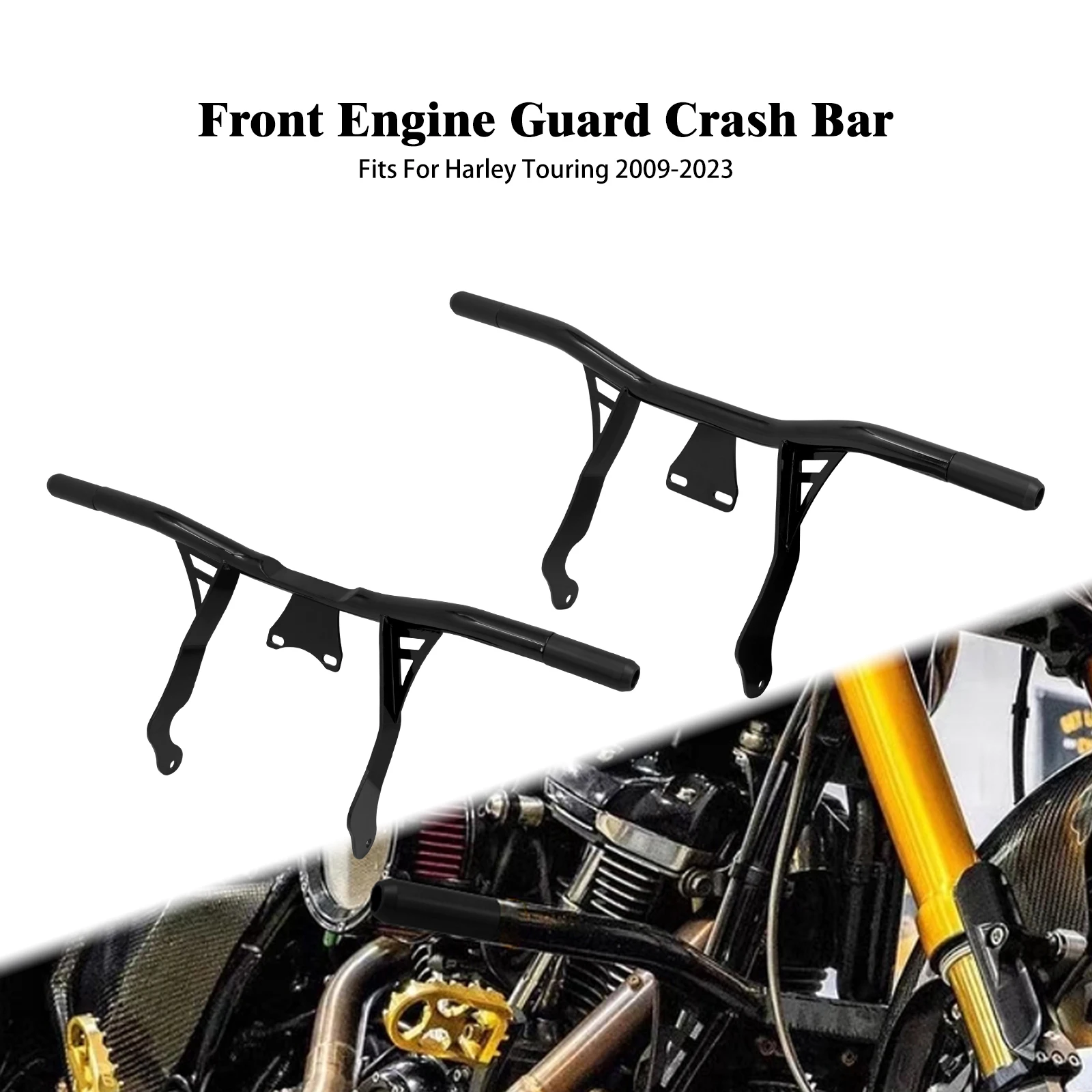 Motorcycle Engine Guard Black Highway Front Crash Bar For Harley ...