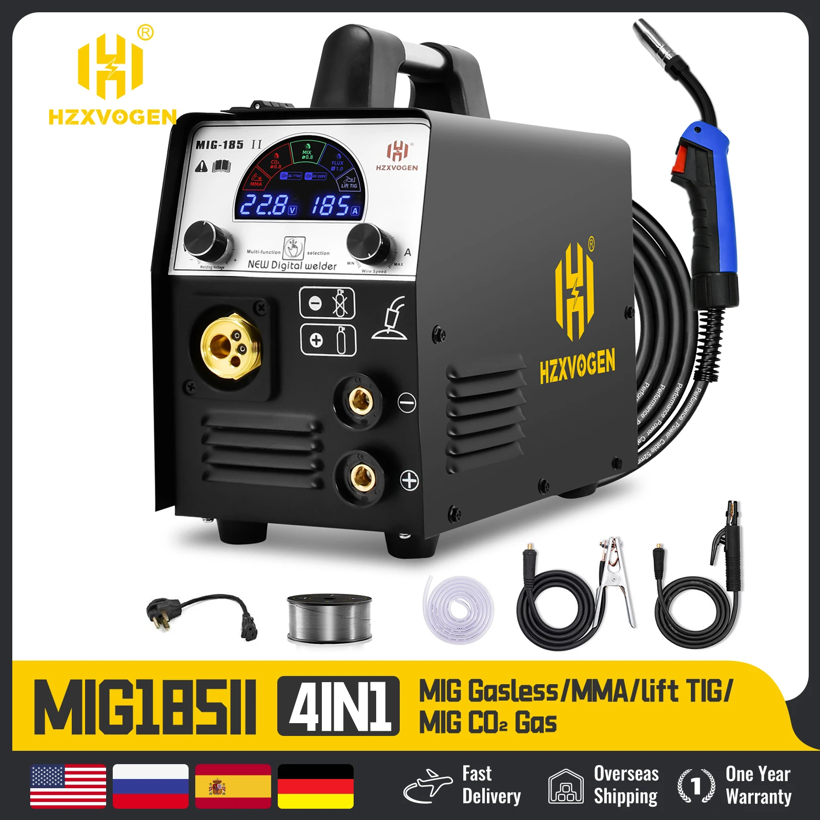 HZXVOGEN-Welding-Machine-MIG185II-5-in-1-MIG-Semi-Automatic-IGBT ...