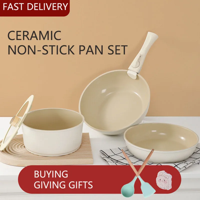 Ceramic-Frying-Pan-Cookware-Set-Removable-Non-Stick-Egg-Pancake-Steak ...