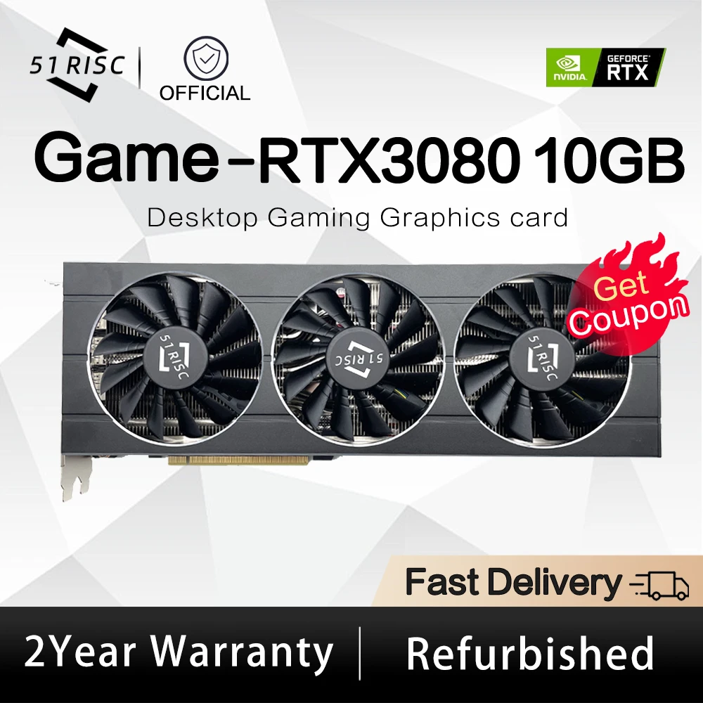 Sheli 51risc rtx3080 10g placa gráfica gddr6x 320bit 8pin + 8pin 1440 1710mhz directx 12 placa ...