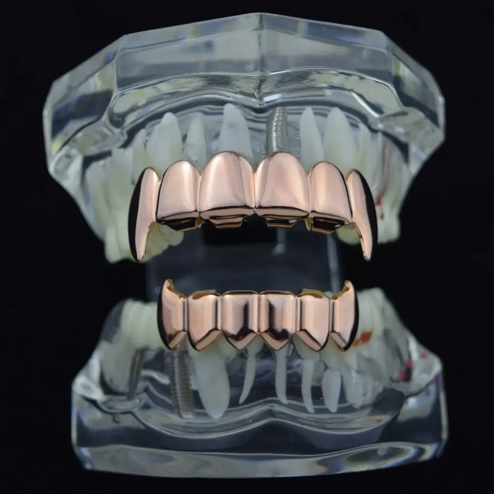 RACHELZ-Hip-Hop-Rose-Gold-Teeth-Grillz-Fangs-Fashion-Punk-Tooth-Caps ...