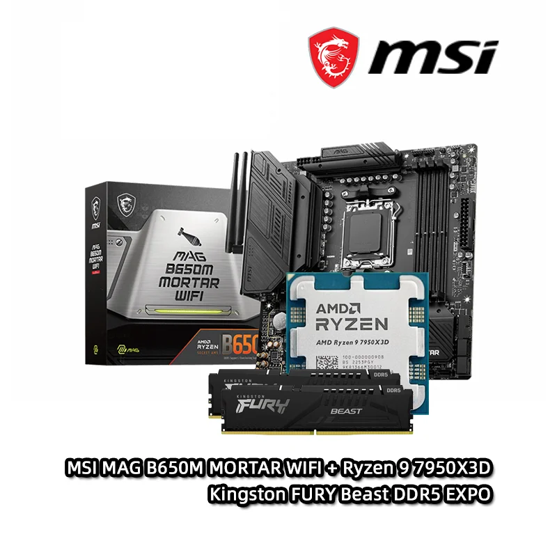 AMD Ryzen 9 R9 7950X3D CPU + MSI MAG B650M MORTAR WIFI Motherboard ...