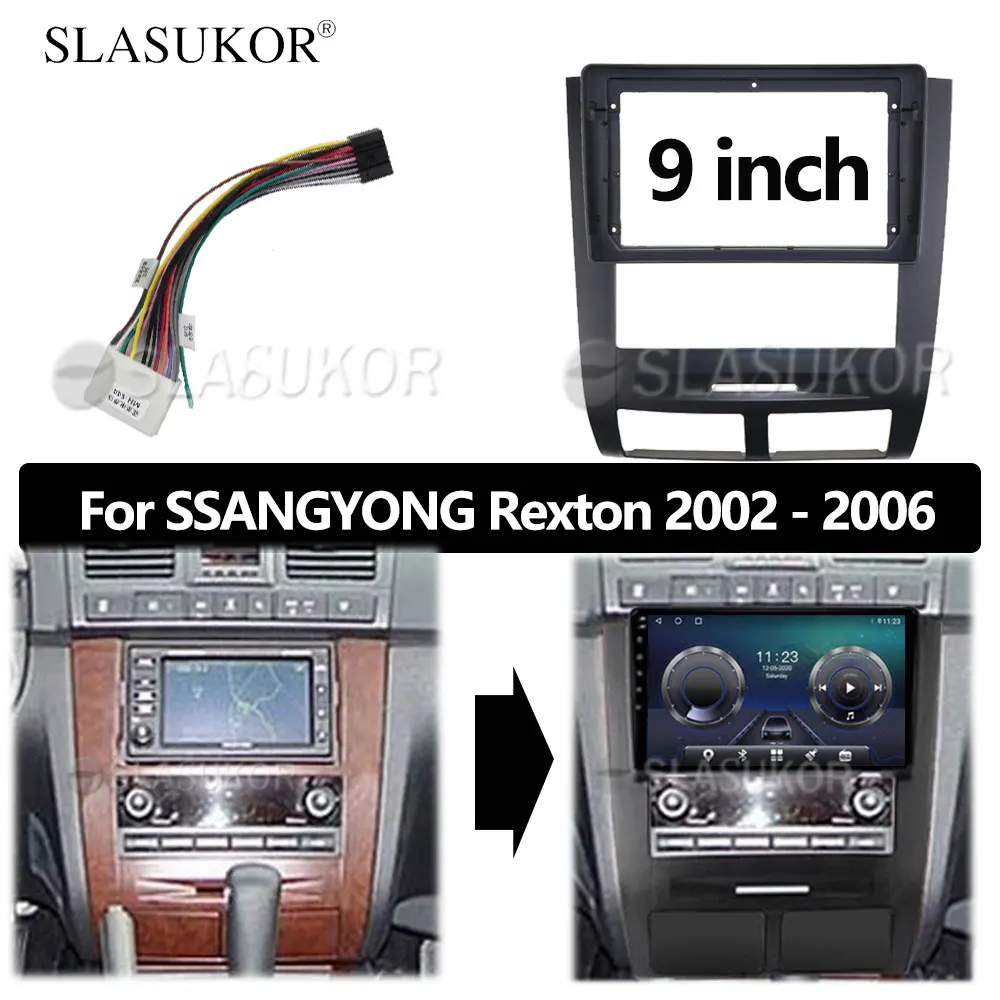 9 INCH Fascia fit For SSANGYONG Rexton 2002 - 2006 Panel Dash Mounting ...