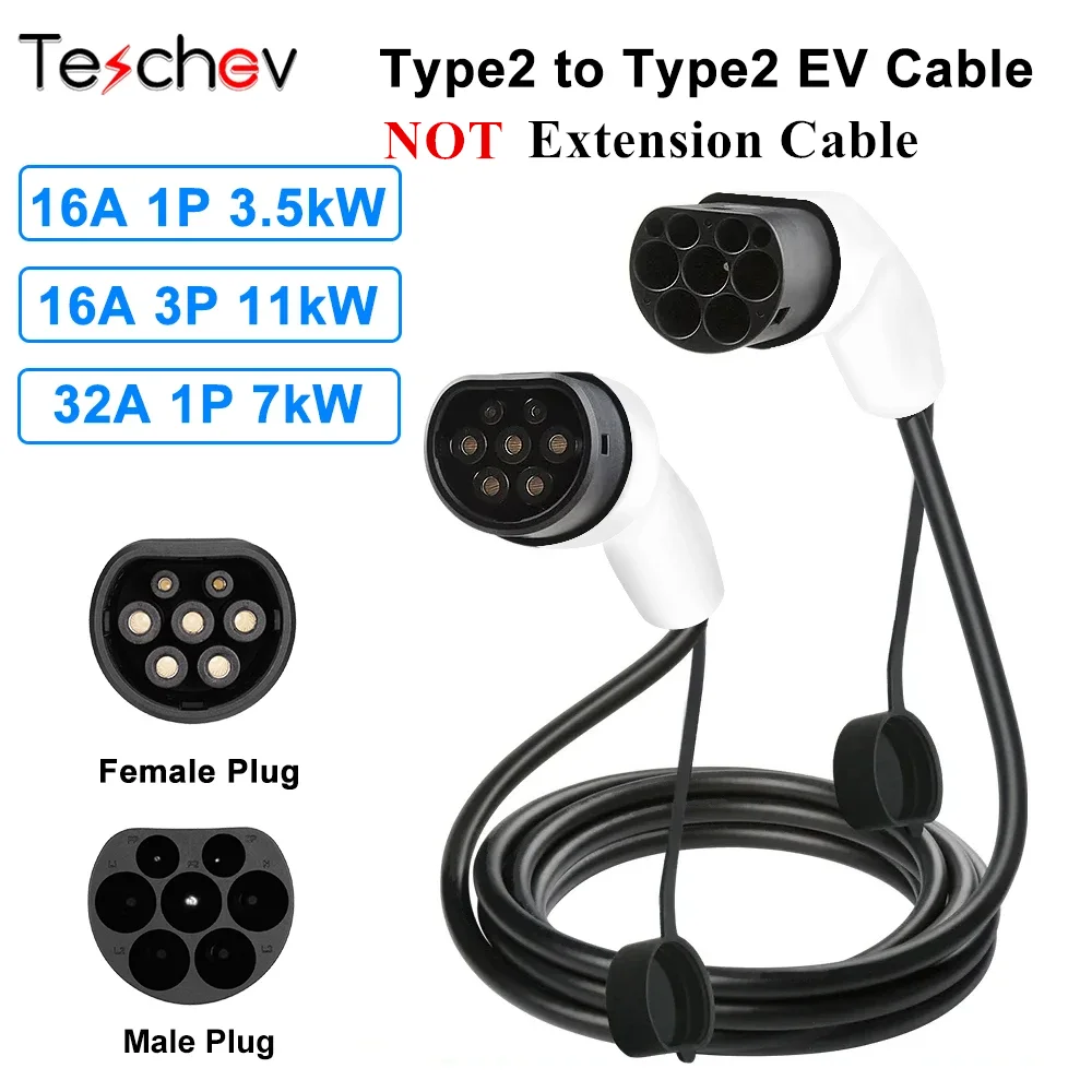 EV Charging Cable 16A/32A 3.5kW/7kW/11kW Electric Vehicle Cord 3M Type ...