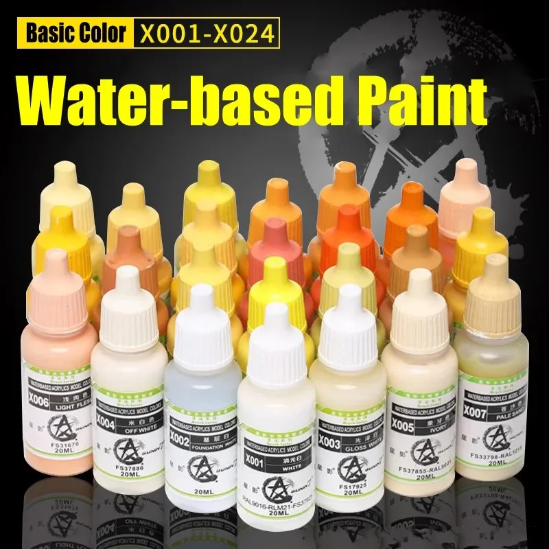 SUNIN-7-X001-X024-20ml-Water-based-Acrylic-Paint-Basic-Color-1-Brush ...