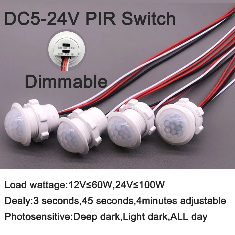LED DC5V 12V 24V PIR 적외선 모션 센서 스위치 자동 켜기 끄기 빛 스위치 PIR 센서 감지기 스마트 스위치 ...