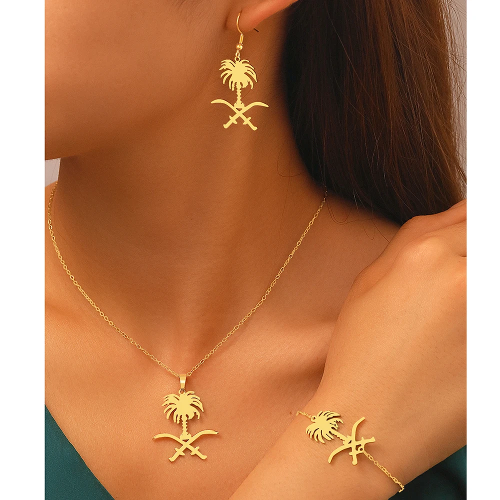 Stainless-Steel-Jewelry-Set-Saudi-Arabia-National-Emblem-Symbol-Jewelry ...
