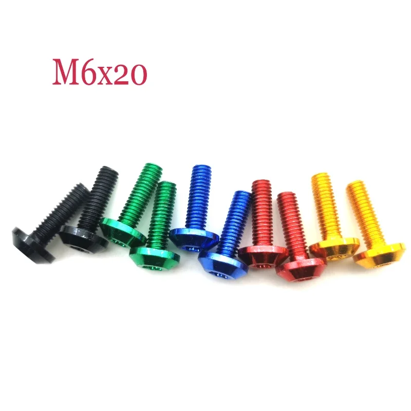 10pcs-Bolts-Screw-Black-Aluminum-adornment-M6-x-20mm-Motorcycle-Red ...