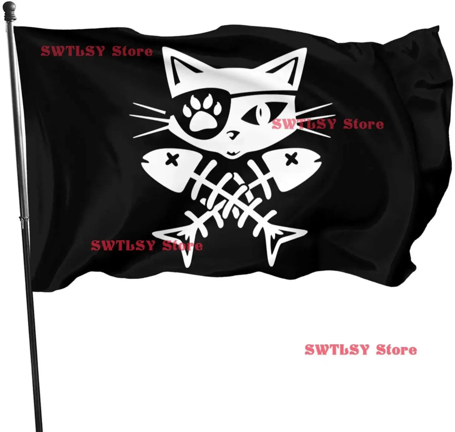 Pirate-Cat-Skull-and-Crossbone-Flag-35-Feet-Single-Traveling-Vivid-and ...