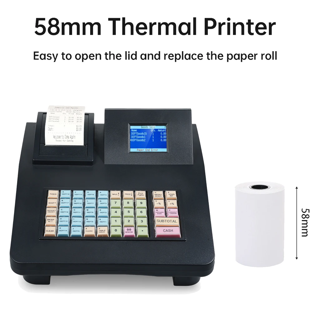Electronic Cash Register with 48 Keys Dual Screen Display Simple ...