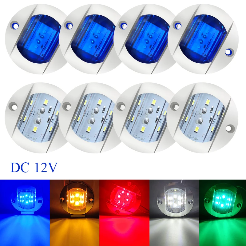 4pcs-12V-Marine-Boat-Transom-LED-Stern-Light-Round-Cold-White-Tail-Lamp ...