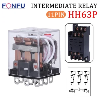 5PCS HH63P Small Coil General Electromagnetic Intermediate Relay 10A ...