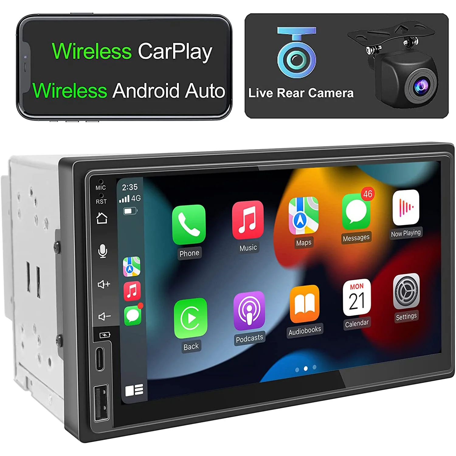 Universal-Double-2-Din-7-Polegada-Car-Radio-sem-fio-Android-Auto ...