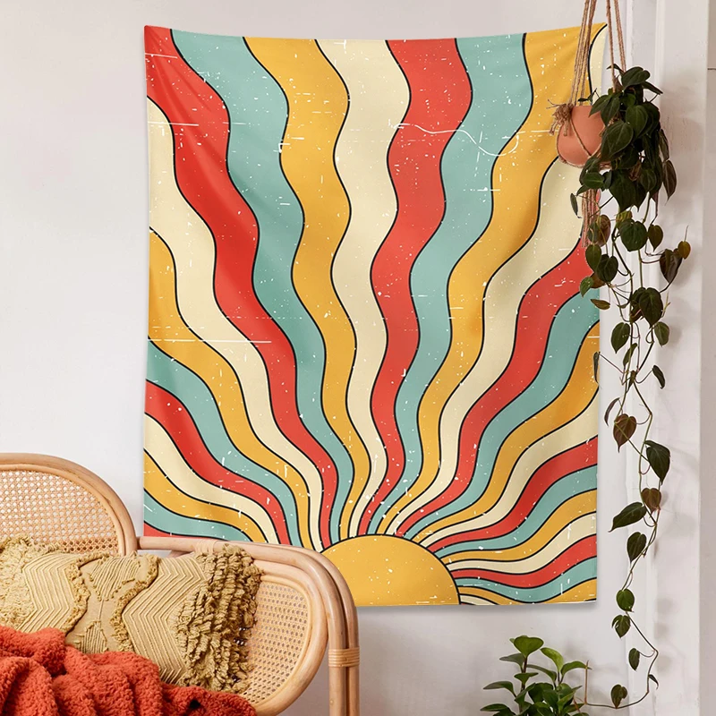 Sun Tapestry Vintage | 70s Retro Tapestry | Sun Wall Tapestry ...